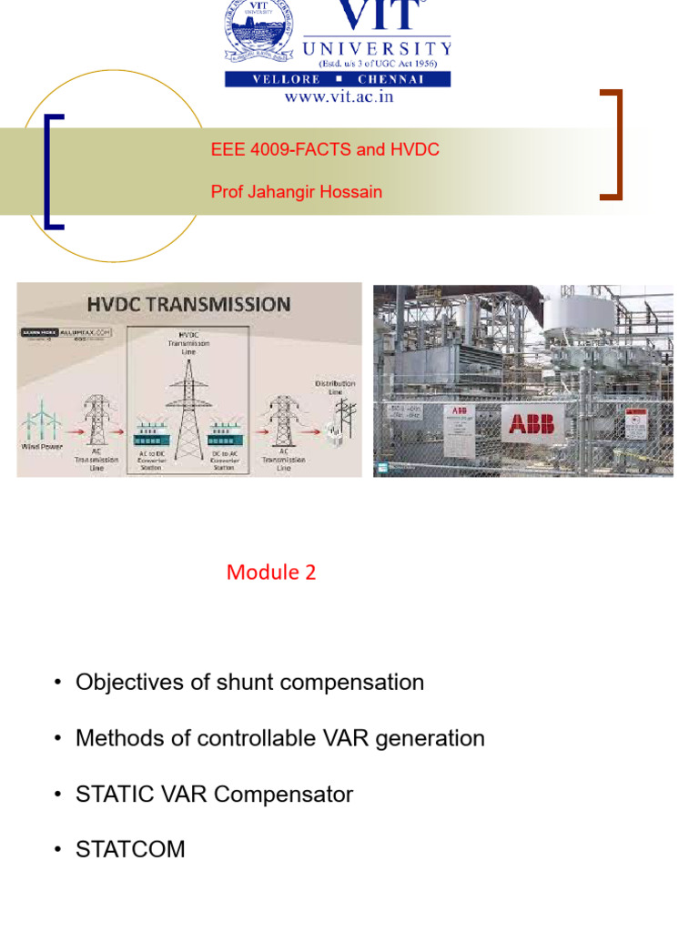 Lecture 4-Shunt Compensation | PDF | High Voltage Direct Current | Electrical Engineering