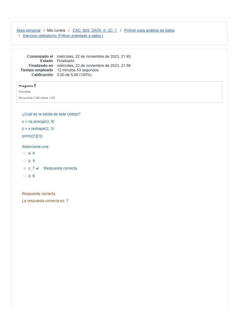 Ejercicio Obligatorio - Python Orientado A Datos I - Revisión Del Intento | PDF | Crecimiento ...