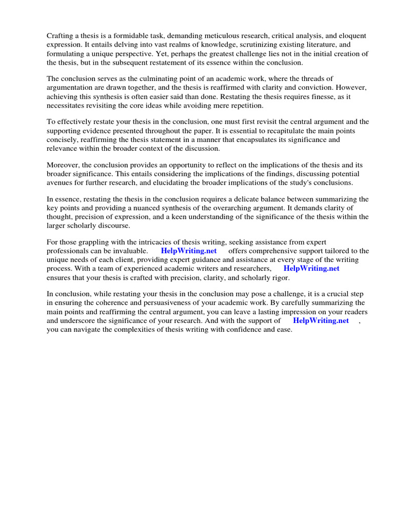 How To Restate Your Thesis in Your Conclusion | PDF | Essays | Thesis