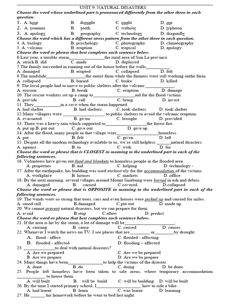 E8. TN50 Unit 9. (2020-2021) | PDF | Natural Disasters | Flood