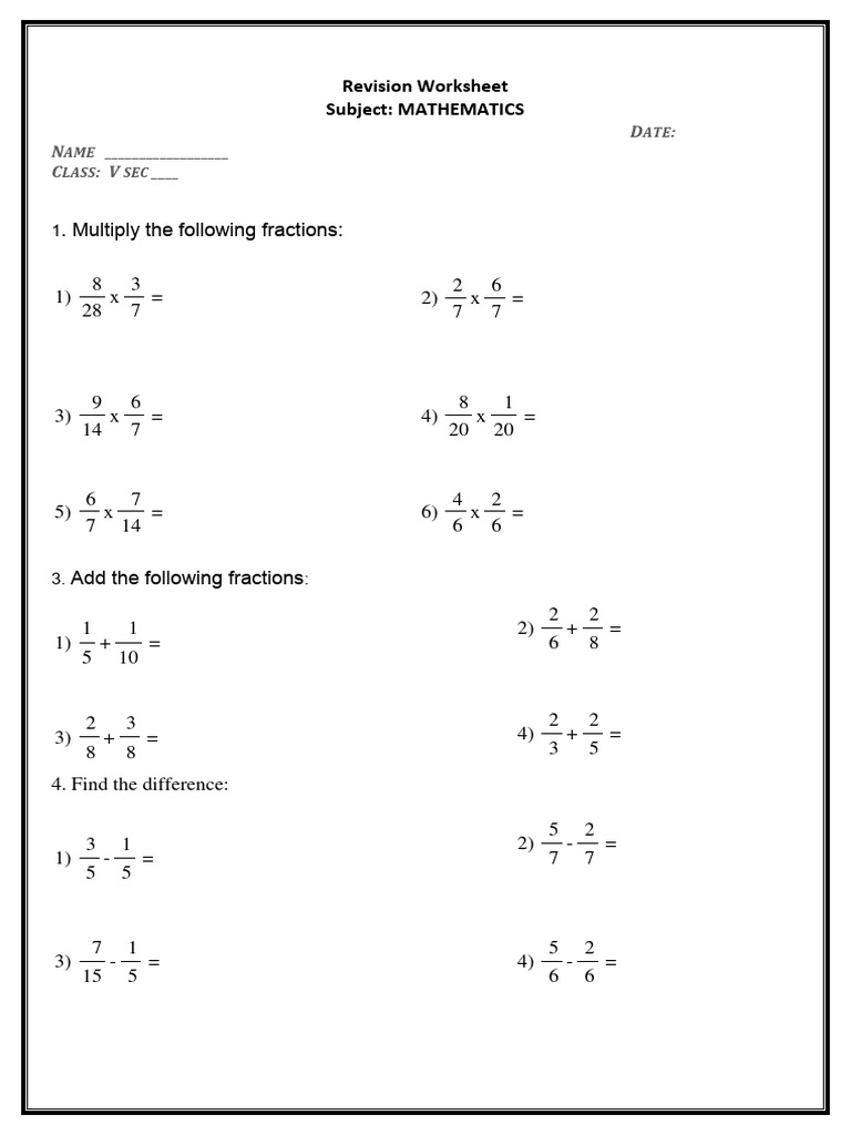 CBSE Class 5 Maths Revision Worksheets | PDF | Science & Mathematics | Computers