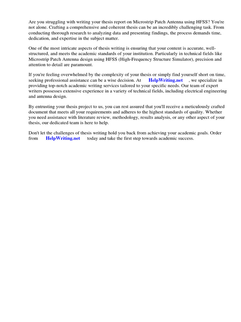 Thesis Report On Microstrip Patch Antenna Using Hfss Pdf Antenna Radio Electromagnetic