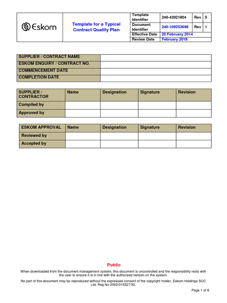 CQP Template | PDF | Specification (Technical Standard) | Quality ...