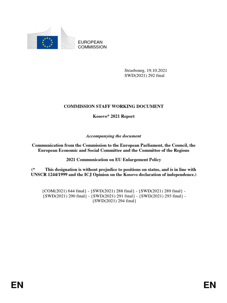 Commission Staff Working Document Kosovo 2021 Report-5 en Autre ...