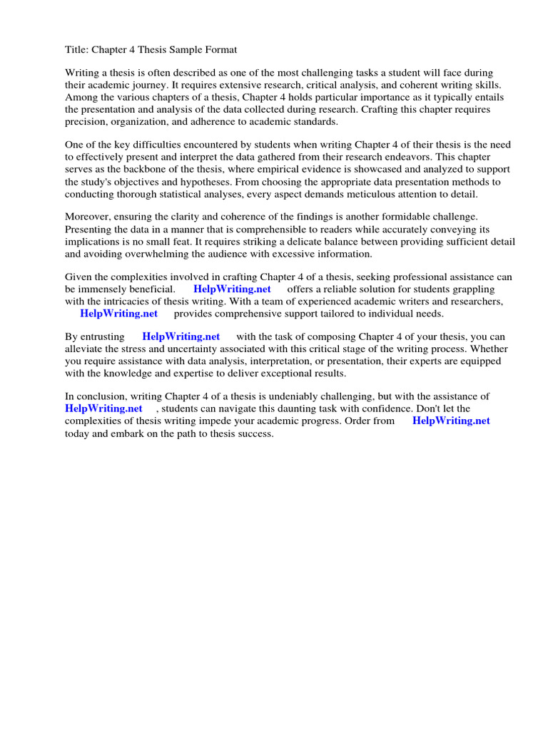 Chapter 4 Thesis Sample Format | PDF | Thesis | Methodology Chapter 4 Thesis Sample Format | PDF | Thesis | Methodology