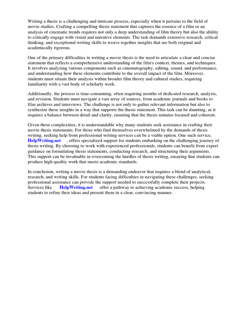 Movie Thesis Statement Examples | PDF | Essays | Thesis