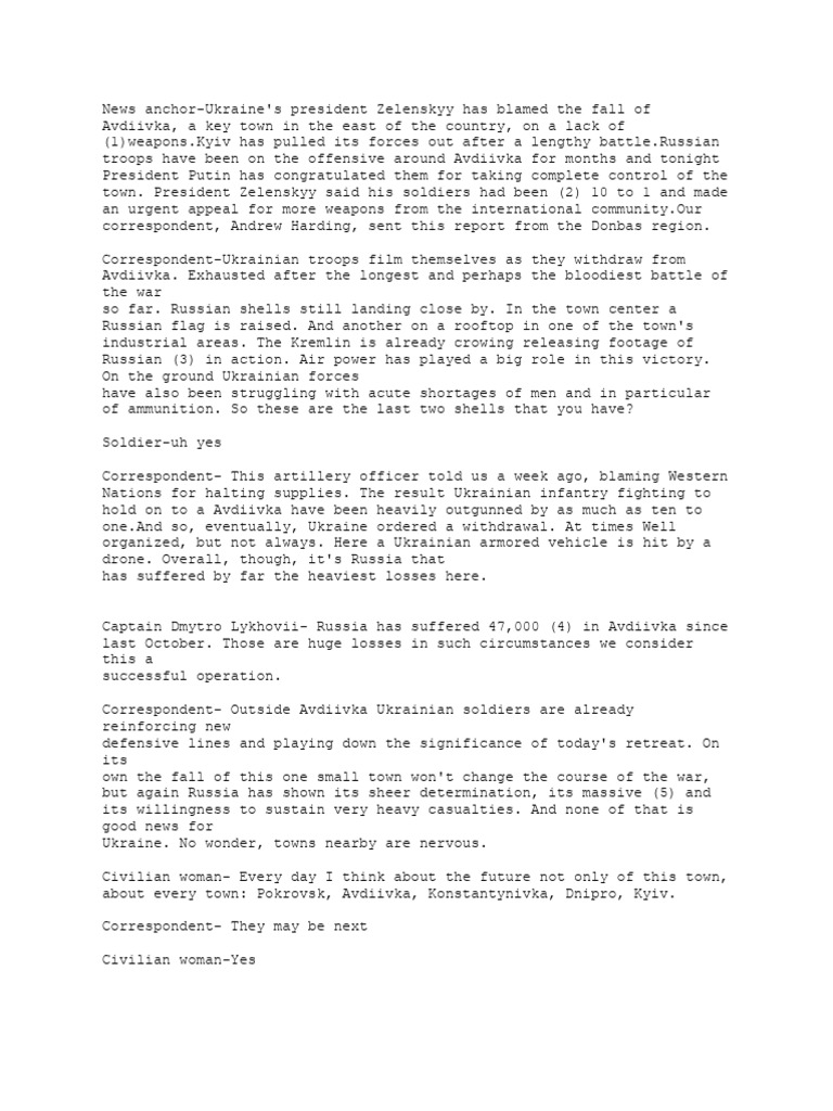 Transcript | PDF | Ukraine | Conflicts