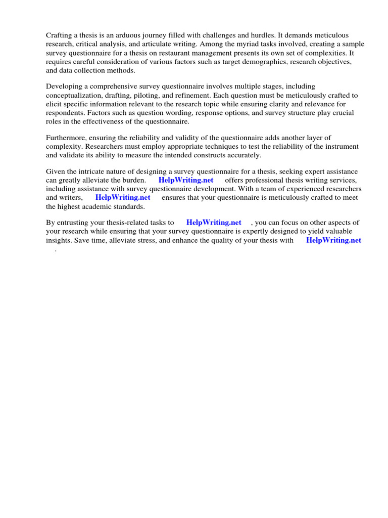 Sample Questionnaire for Thesis Design | PDF | Survey Methodology | Thesis