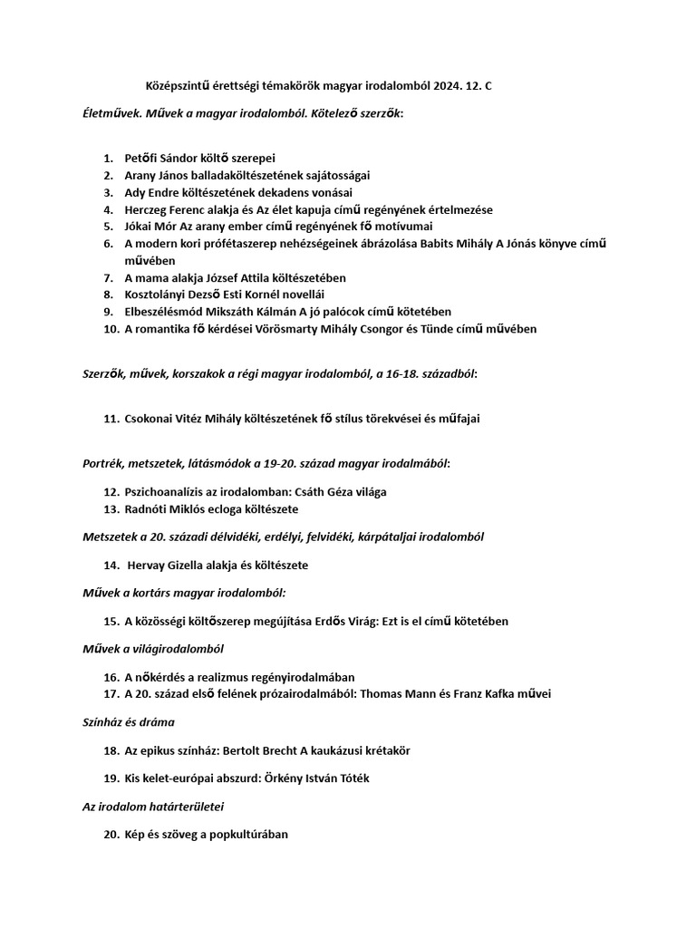 K-Z-Pszint - Retts-Gi T-Mak-R-K Magyar Irodalomb-L 2024 | PDF