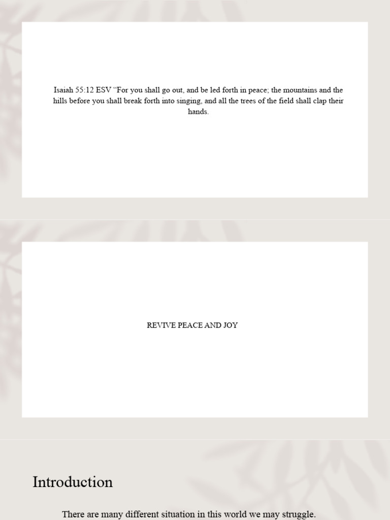 Revive Peace and Joy | PDF