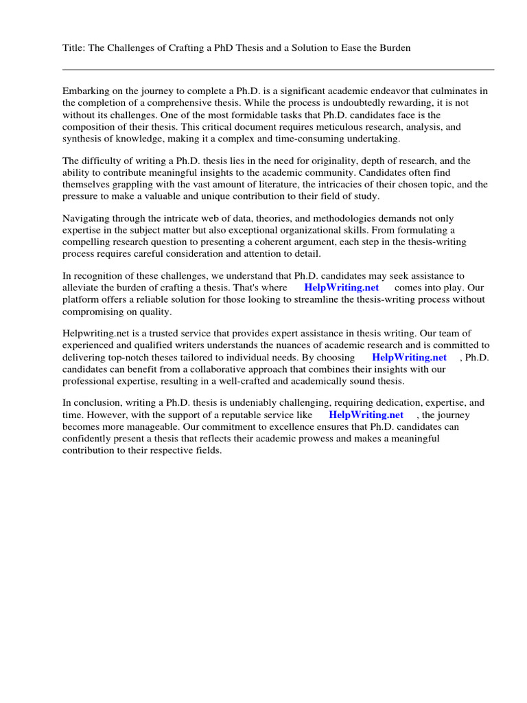 PHD Thesis Overview | PDF | Thesis | Ligand