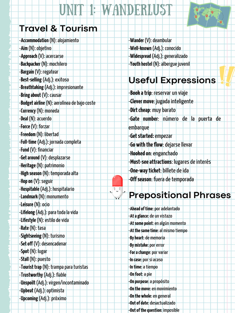 Vocabulario Tema 1 | PDF | Turismo | Industrias de servicio