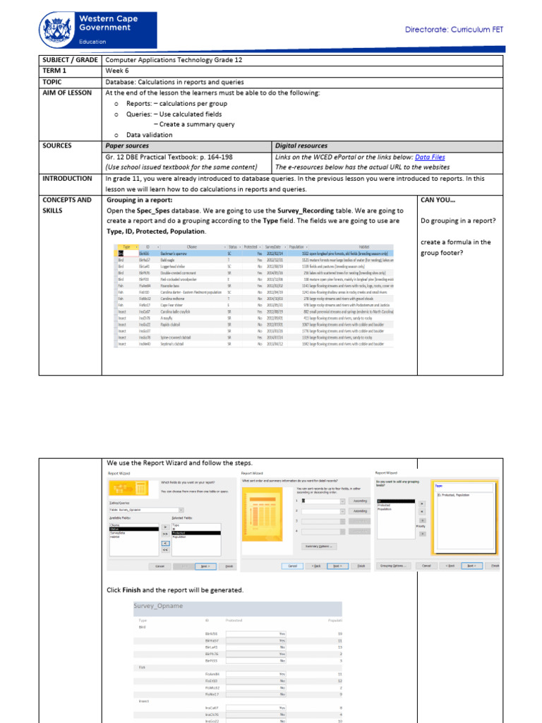 CAT - Grade 12 T1 W6 | PDF | Databases | Information Retrieval