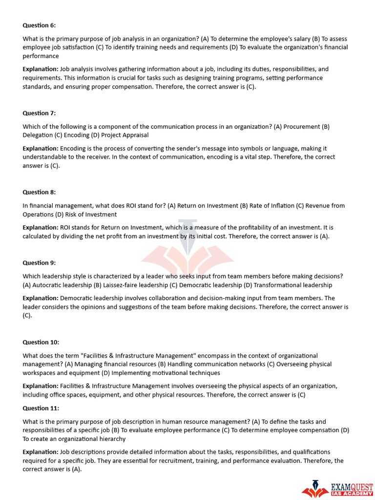 Management For Csir Questions | PDF