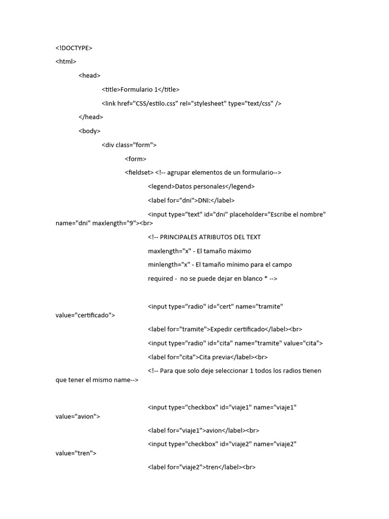 Formulario Resumen | PDF