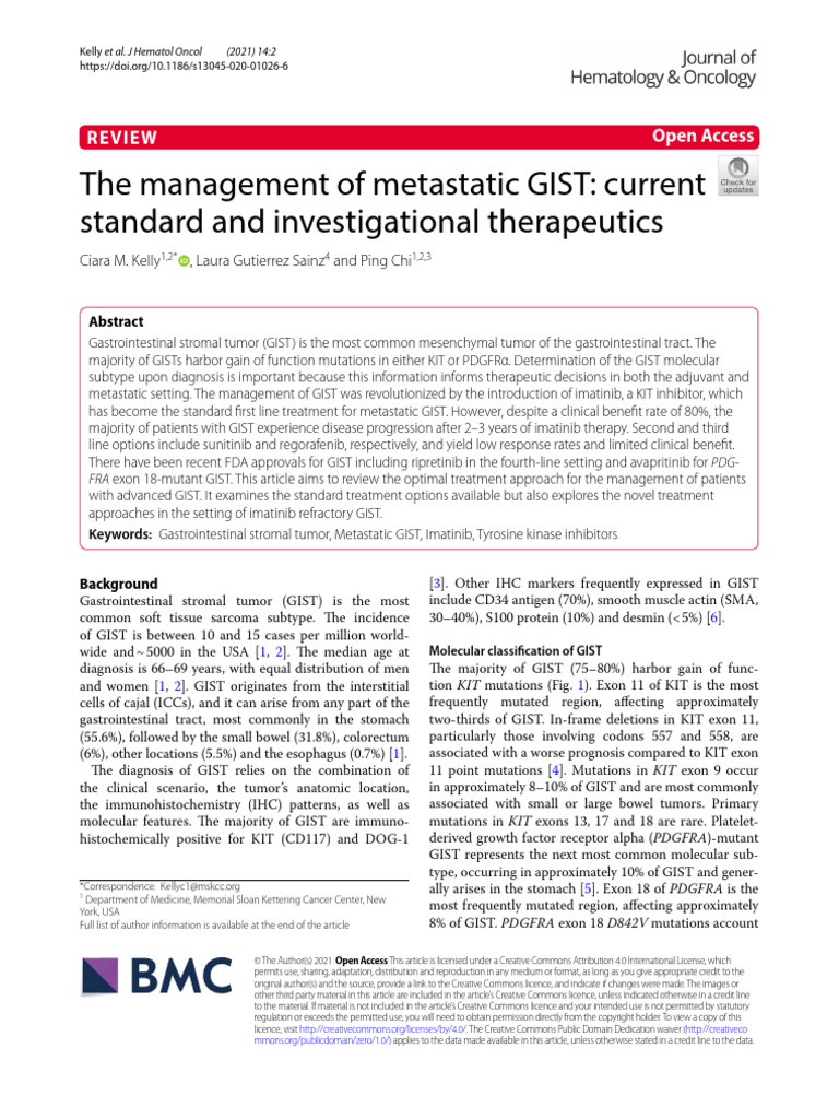 The Management of Metastatic GIST: Current Standard and Investigational Therapeutics | PDF ...