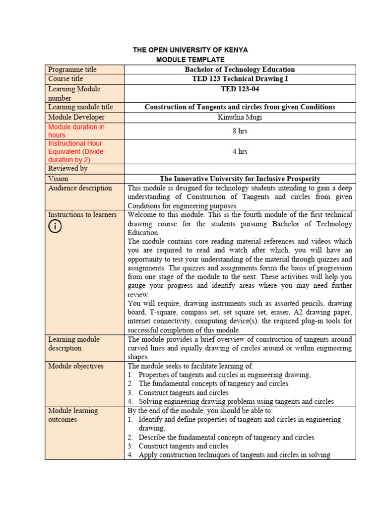 Tangents and Circles in Technical Drawing | PDF | Tangent | Learning