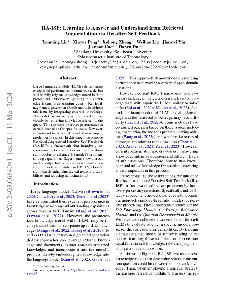 RA-ISF: Learning To Answer and Understand From Retrieval Augmentation Via Iterative Self ...