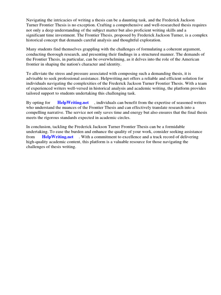 Frederick Turner Jackson Frontier Thesis | PDF | American Frontier ...