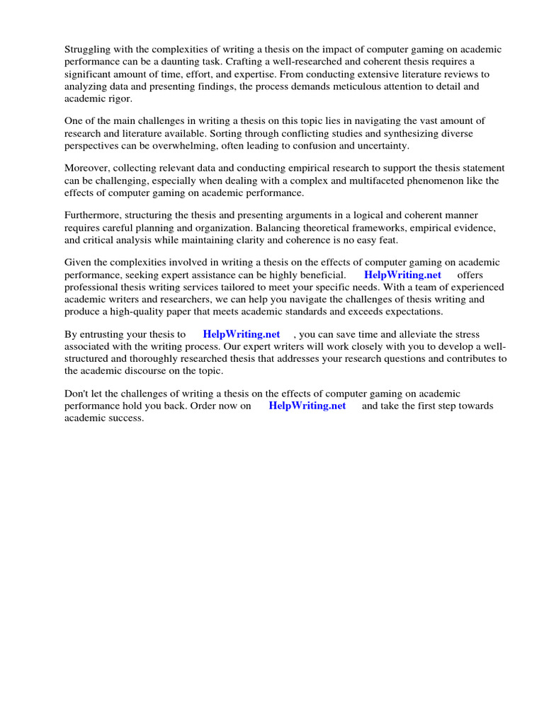 Thesis on Gaming's Academic Impact | PDF | Thesis | Critical Thinking