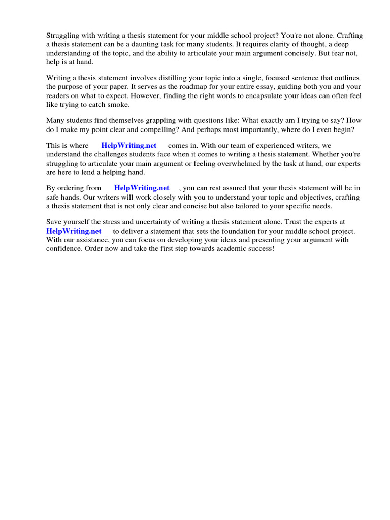 Thesis Statement Middle School | PDF | Essays | Critical Thinking