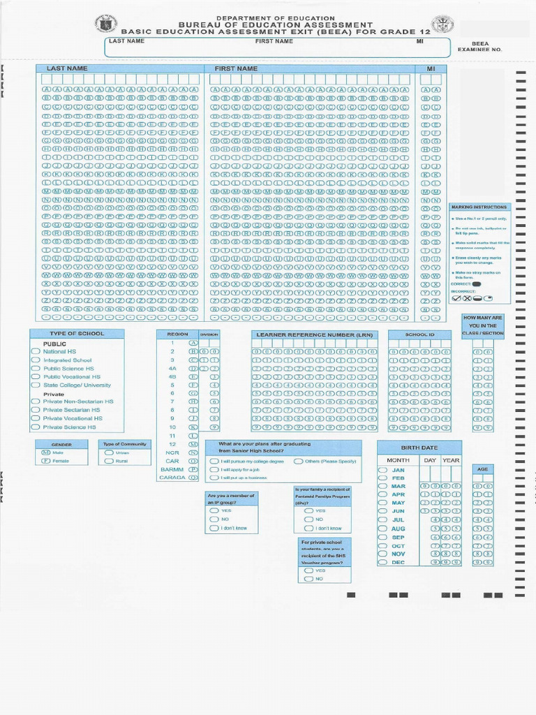 NAT G12 Answer Sheet | PDF