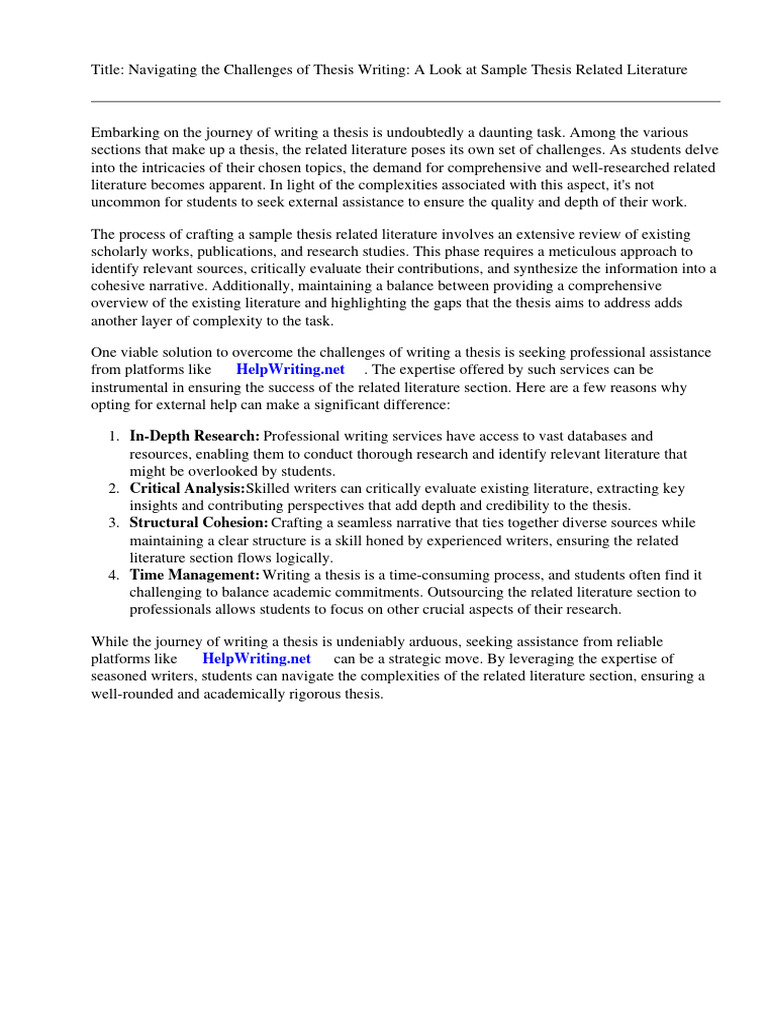 Sample Thesis Related Literature | PDF | Thesis | Essays Sample Thesis Related Literature | PDF | Thesis | Essays