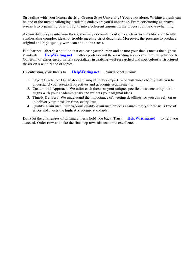 Honors Thesis Oregon State | PDF | Thesis | Science