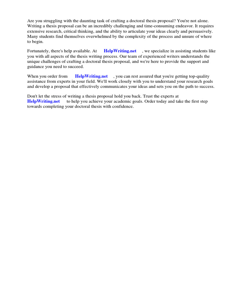 Examples of Doctoral Thesis Proposals | PDF | Methodology | Thesis