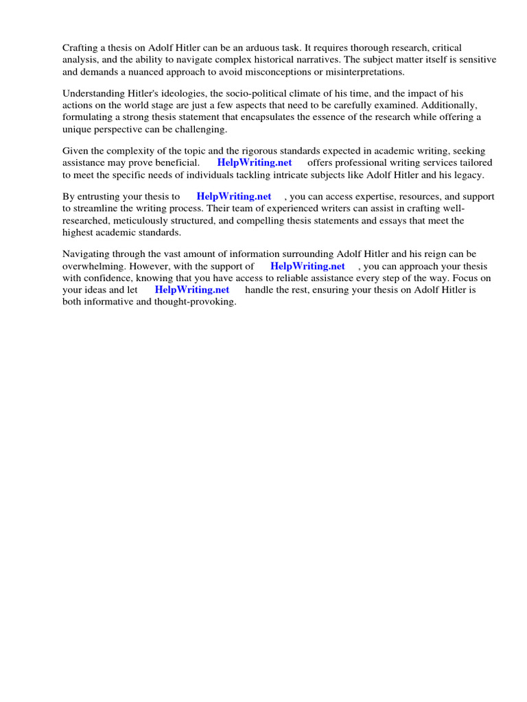 "Adolf Hitler Thesis Writing Guide" | PDF | Adolf Hitler | Nazi Germany