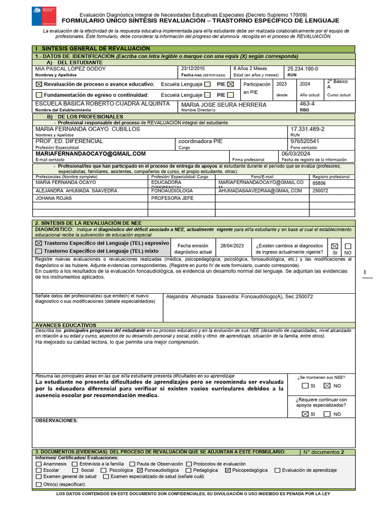 FORMULARIO | PDF | Evaluación | Aprendizaje