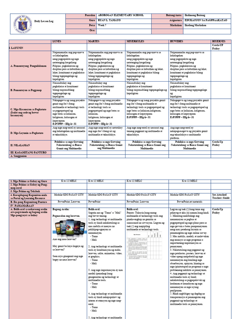 DLL Week 7-Q3 Esp 5 | PDF