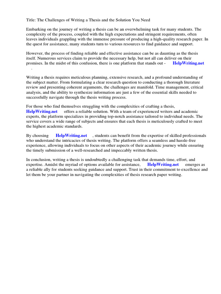 Thesis Research Paper Example | PDF