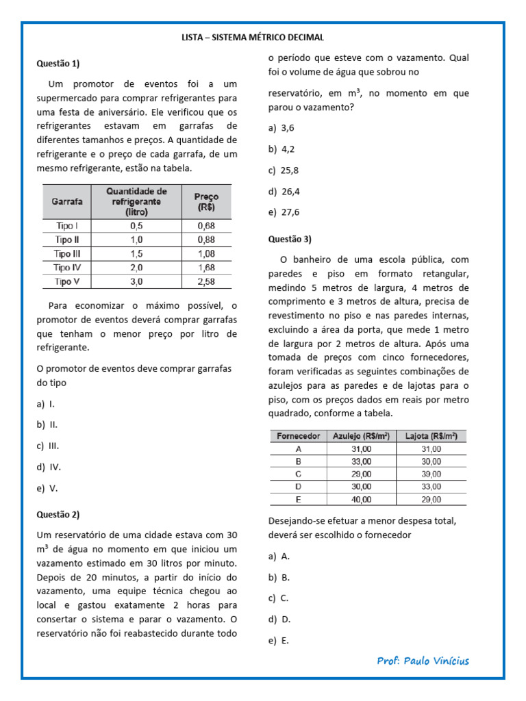 Sistema de Unidade de Medidas | PDF