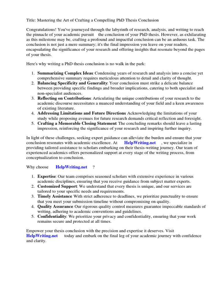 Crafting an Impactful PhD Thesis Conclusion | PDF | Thesis | Essays