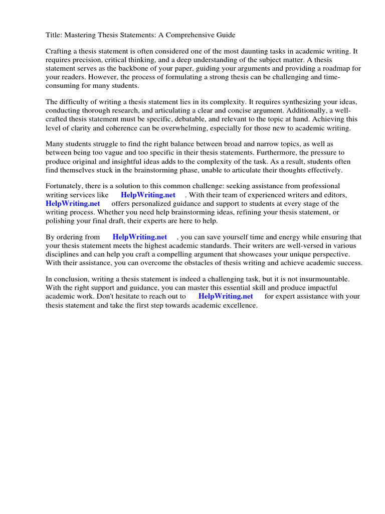 All About Thesis Statements | PDF | Essays | Thesis