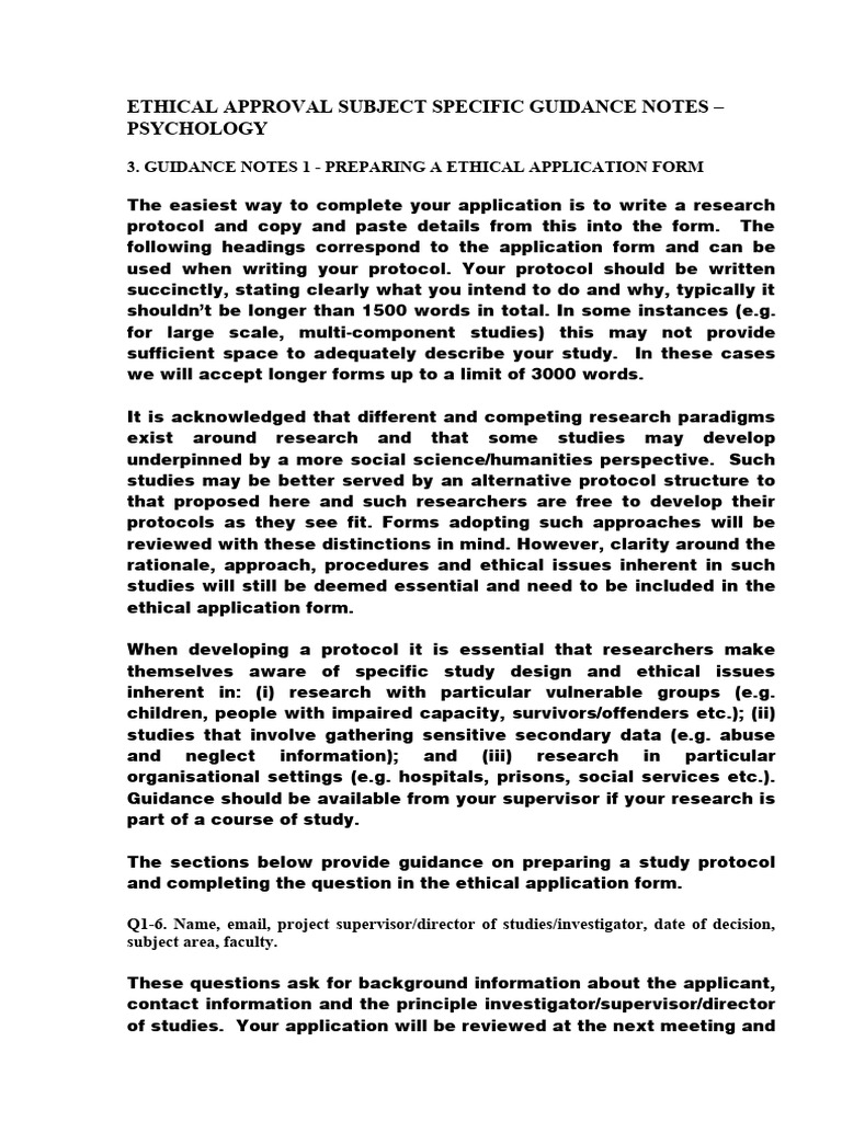 Psychology Guidance Notes | PDF | Sampling (Statistics) | Informed Consent