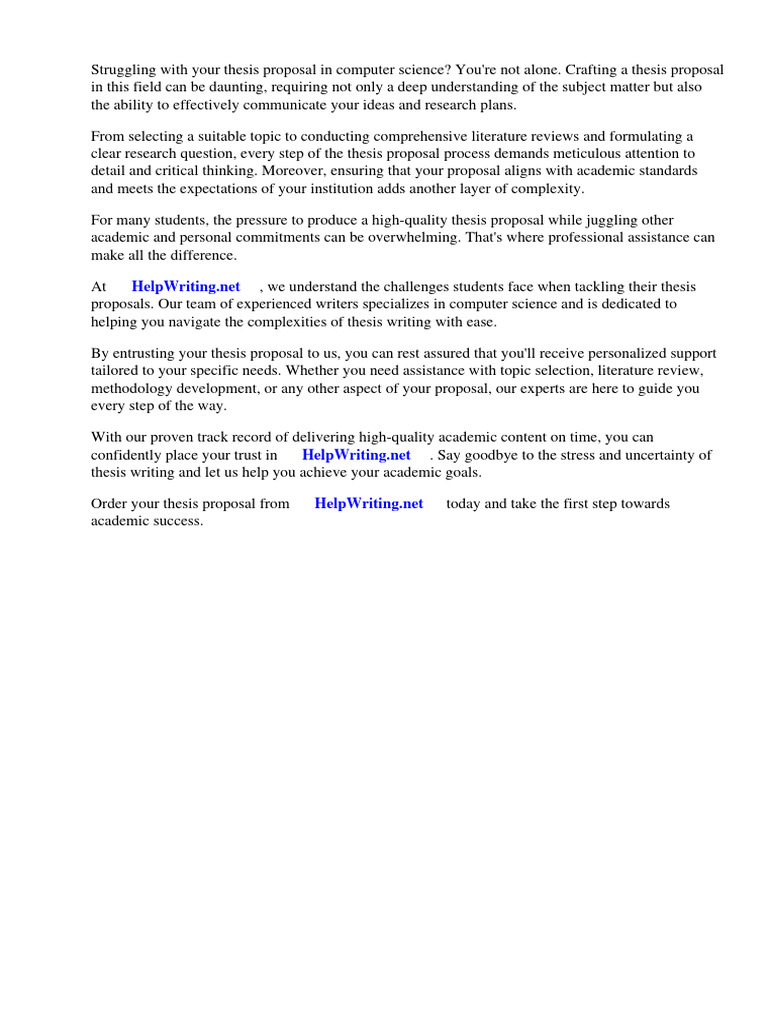 Thesis Proposal Sample Computer Science | PDF | Thesis | Science Thesis Proposal Sample Computer Science | PDF | Thesis | Science