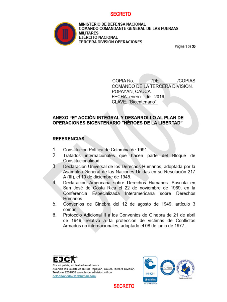 ANEXO E Acción Integral y Desarrollo OK | PDF | Militar | Seguridad ...