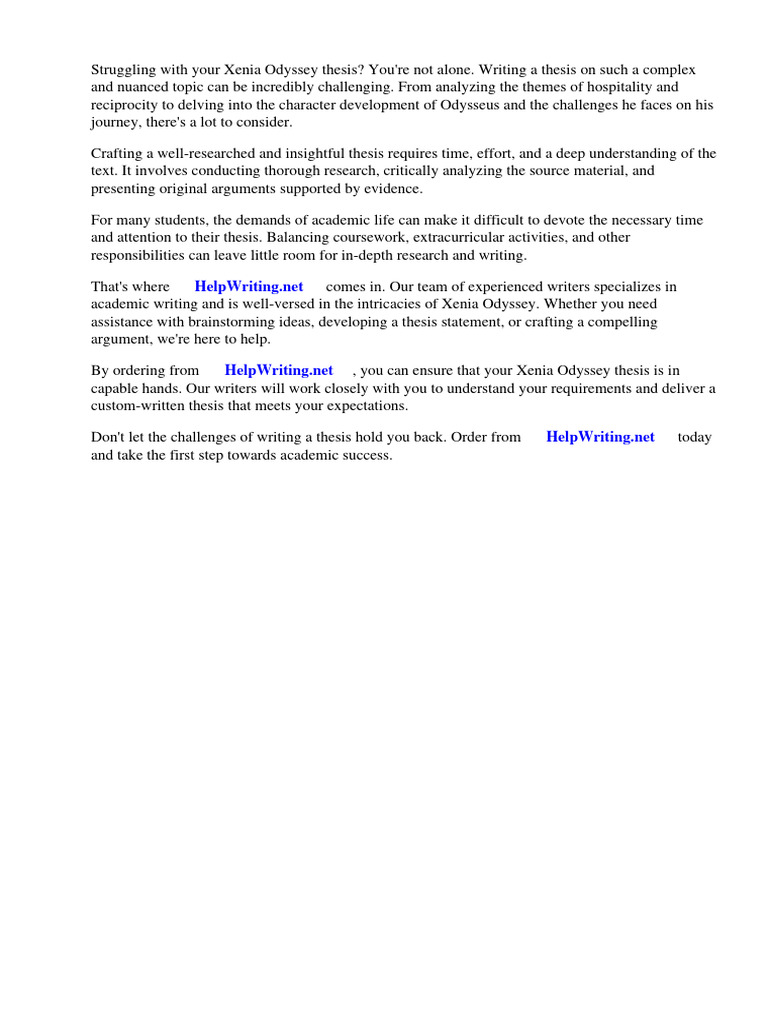 Xenia Odyssey Thesis | PDF | Odyssey | Odysseus