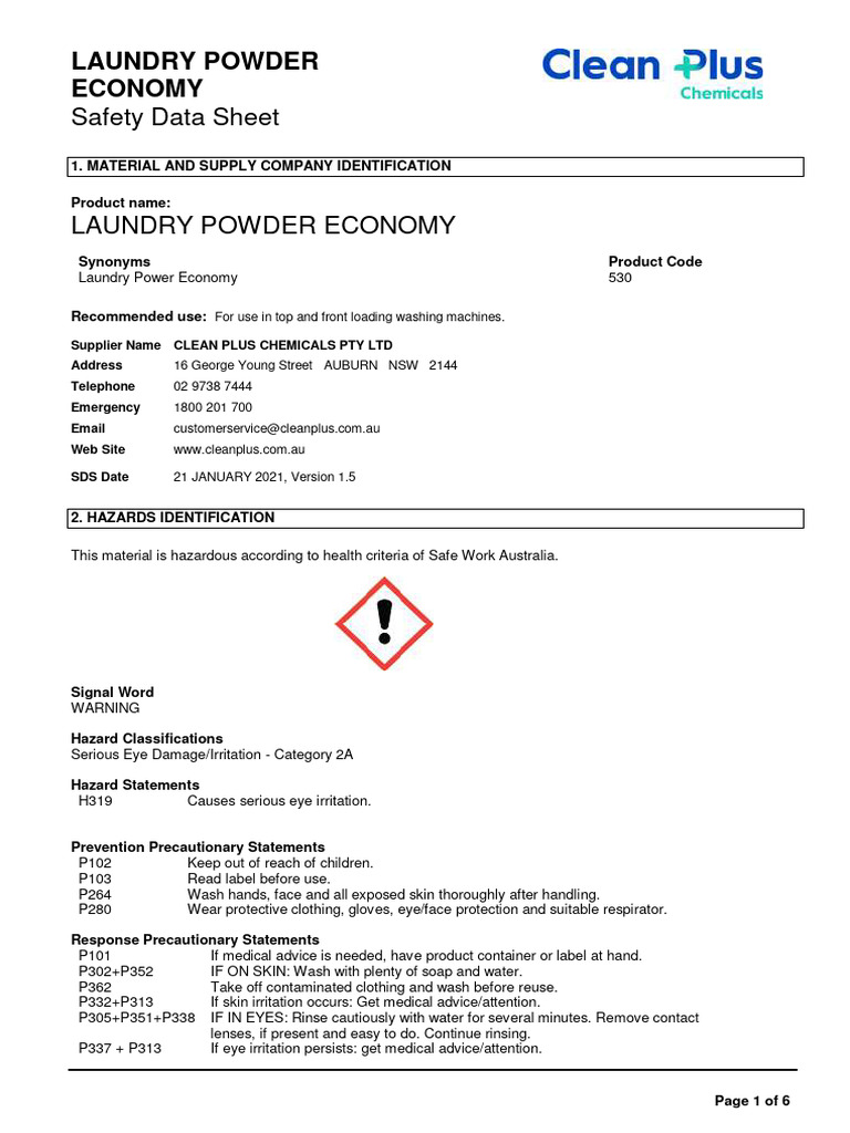 530 GHS Laundry Powder Economy | PDF | Toxicity | Dangerous Goods