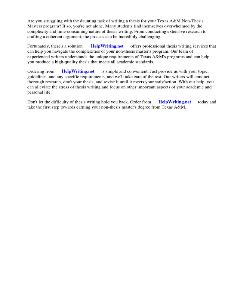 Texas Am Non Thesis Masters | PDF