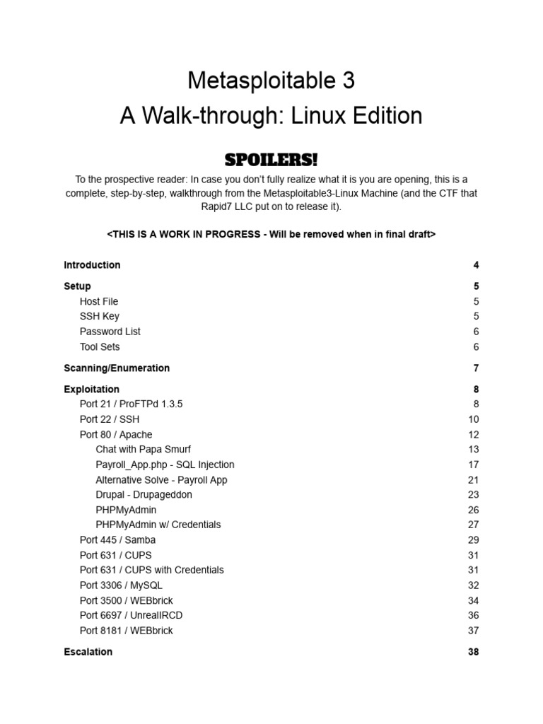 Metasploitable 3 - A Walk-Through - Linux Edition | PDF | File Transfer Protocol | Port ...