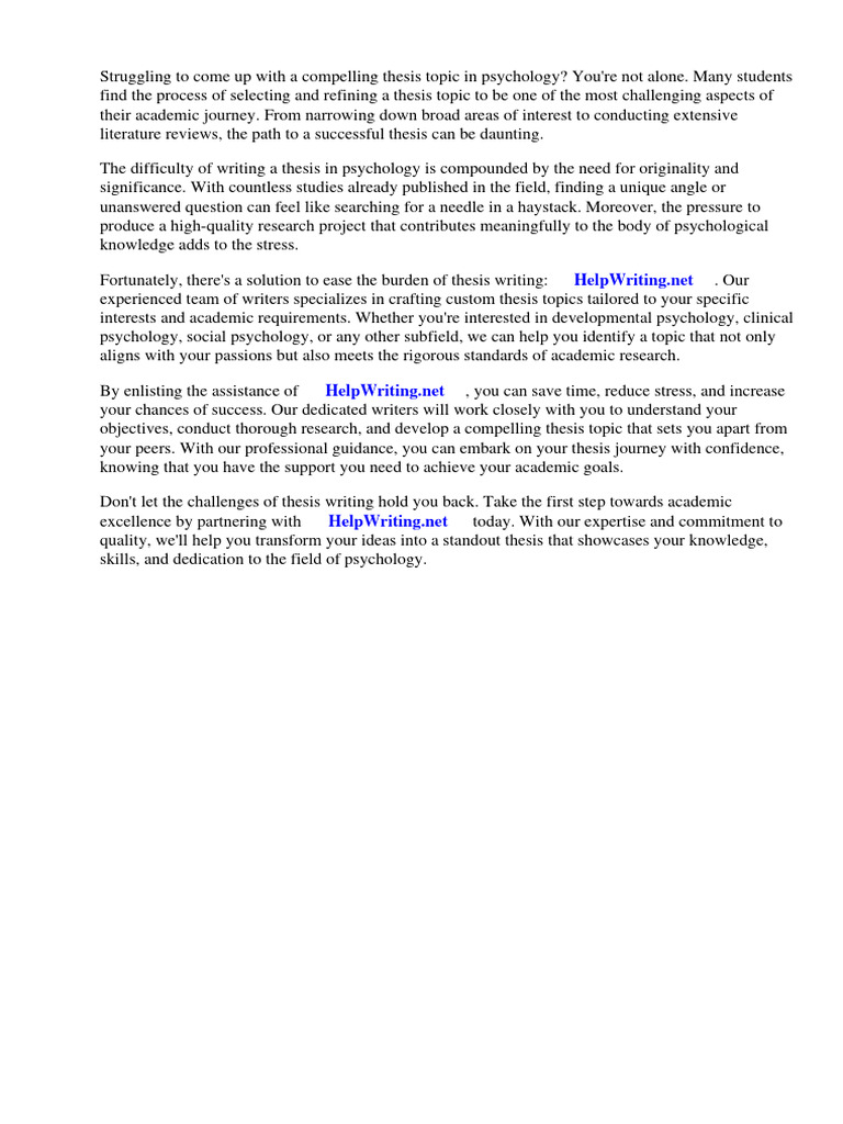 Thesis Topics Psychology | PDF | Psychology | Thesis