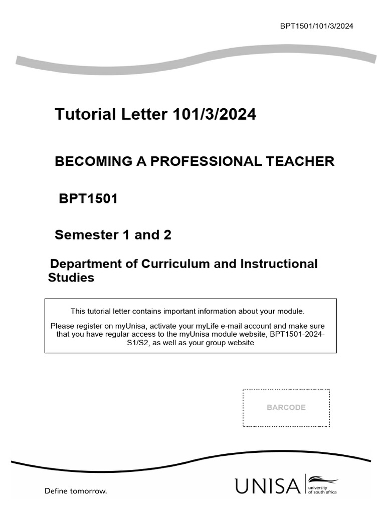 BPT Tutorial Letter | PDF | Libraries | Educational Technology