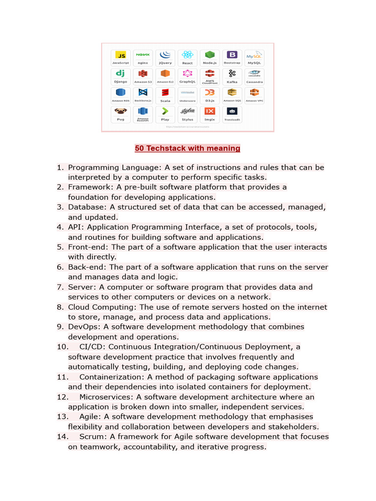 50 Techstack With Meaning | PDF | World Wide Web | Internet & Web
