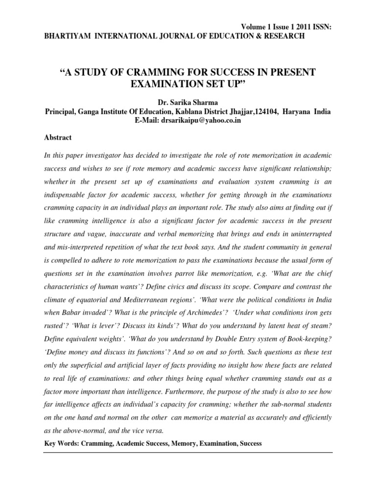 Impact of Cramming on Academic Success | PDF | Scientific Method ...