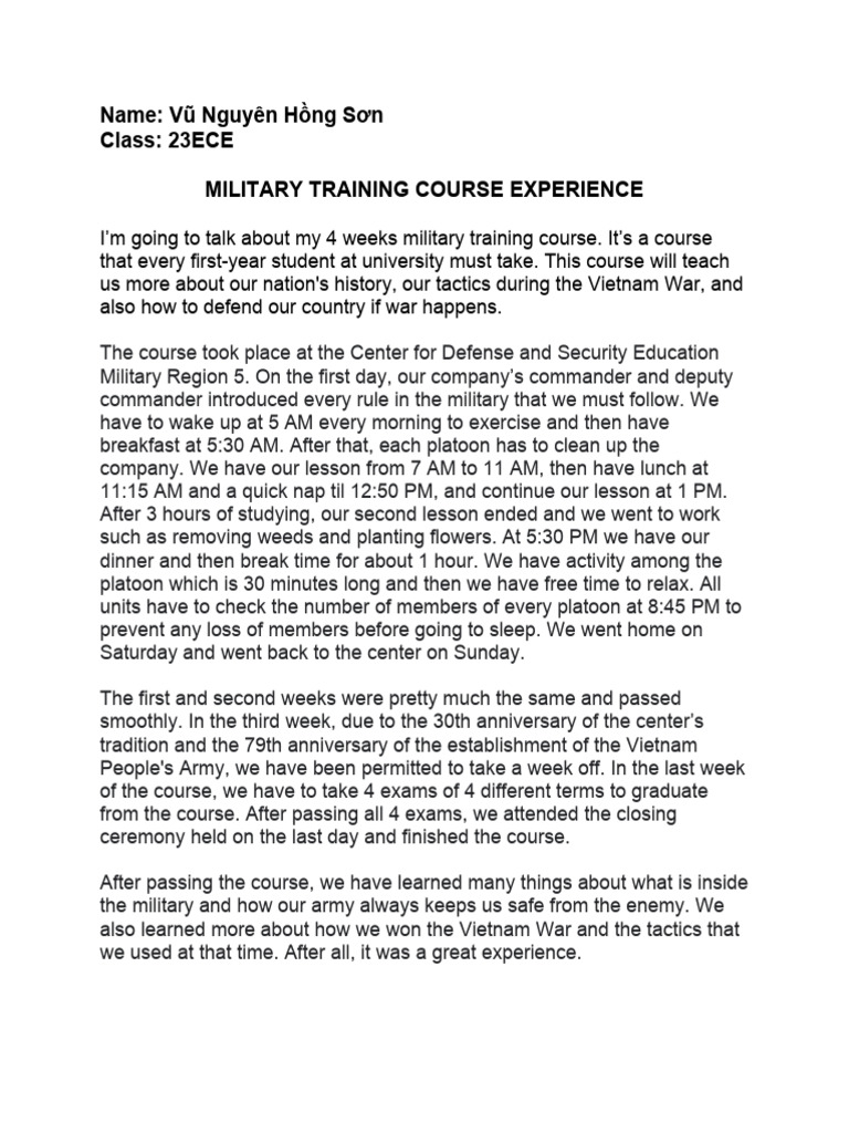 MIlitary Training Course | PDF