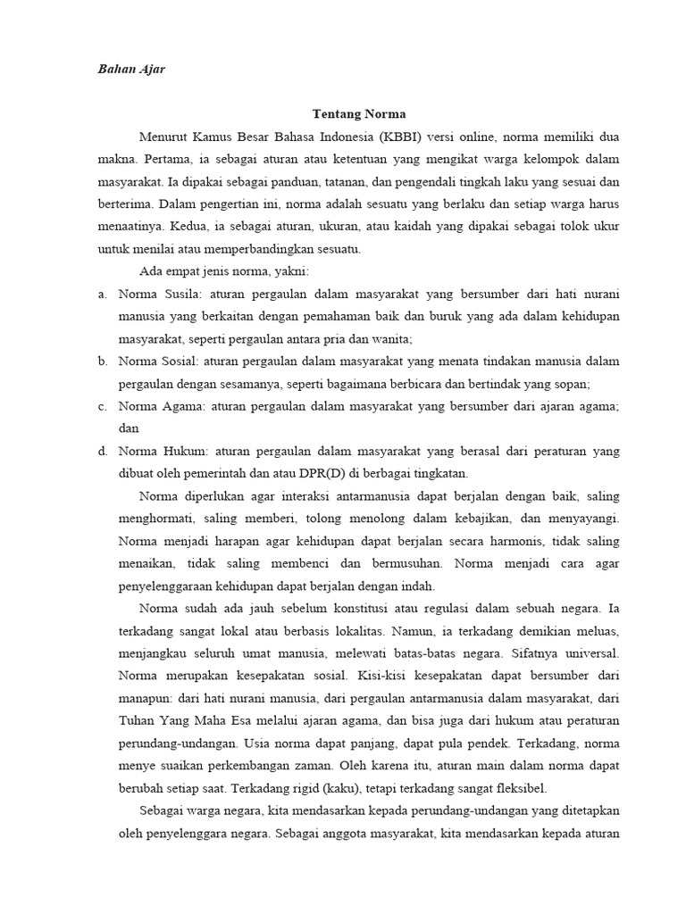 Pengertian dan Jenis Norma Sosial | PDF