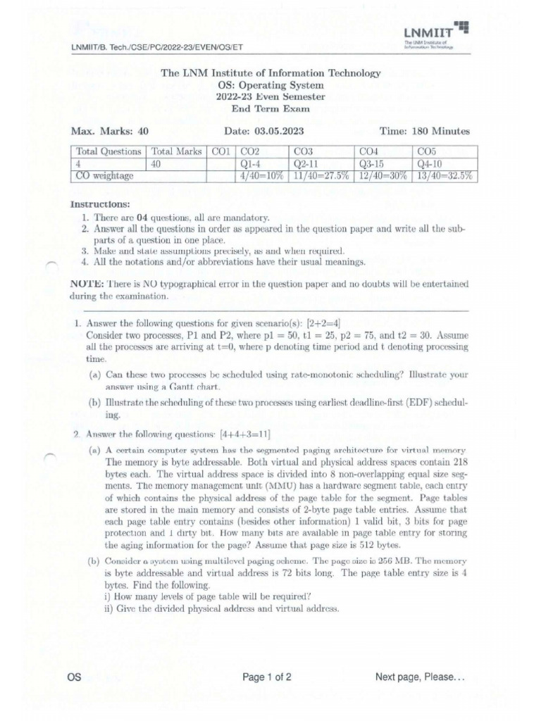 2022-23 Even ET CSE OS | PDF